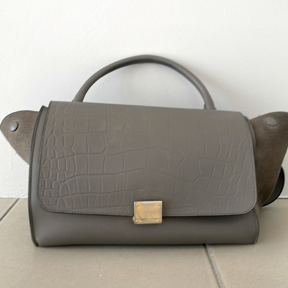 Celine Suede And Leather Top Handle Bag - Gem